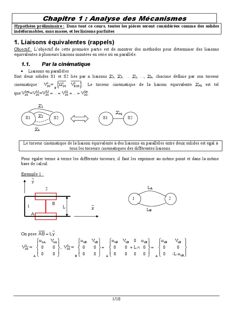 Analyse des Mécanismes: Liaisons et Mobilité | PDF | Machine | Mécanique newtonienne