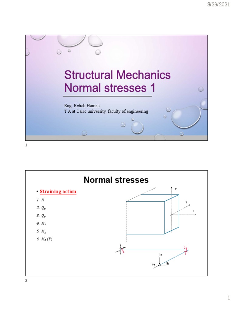 Normal Stresses: Eng. Rehab Hamza T.A at Cairo University, Faculty of ...