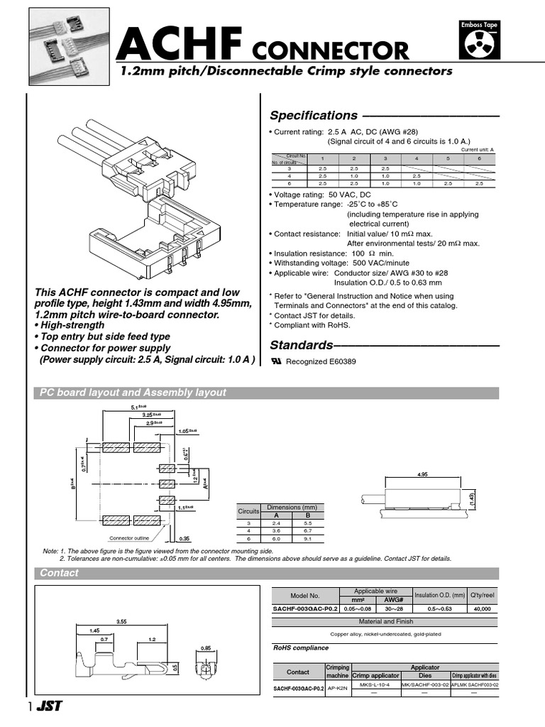 Connector: 1.2mm Pitch/disconnectable Crimp Style Connectors | Download ...