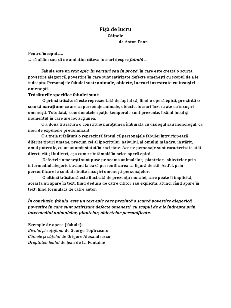 Cainile de Anton Pann | PDF