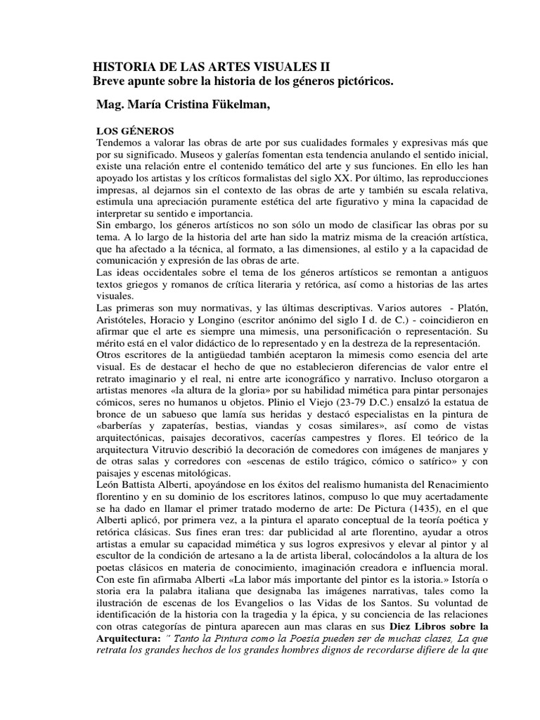 Historia de los Géneros Pictóricos | PDF | Pinturas | Retrato