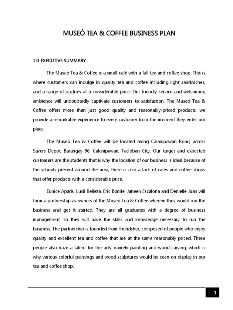 Museó Tea & Coffee Business Plan | PDF | Equity (Finance) | Drink