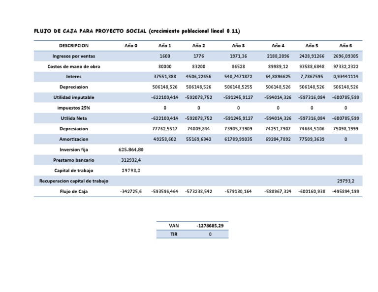 Flujo de Caja para Proyecto Social | PDF