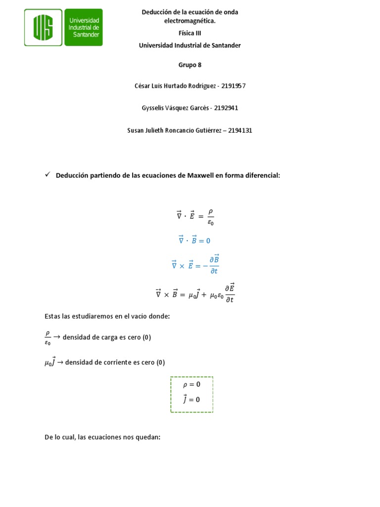 Deducción de La Ecuación de Onda Electromagnética. | PDF | Campo ... Deducción de La Ecuación de Onda Electromagnética. | PDF | Campo ...