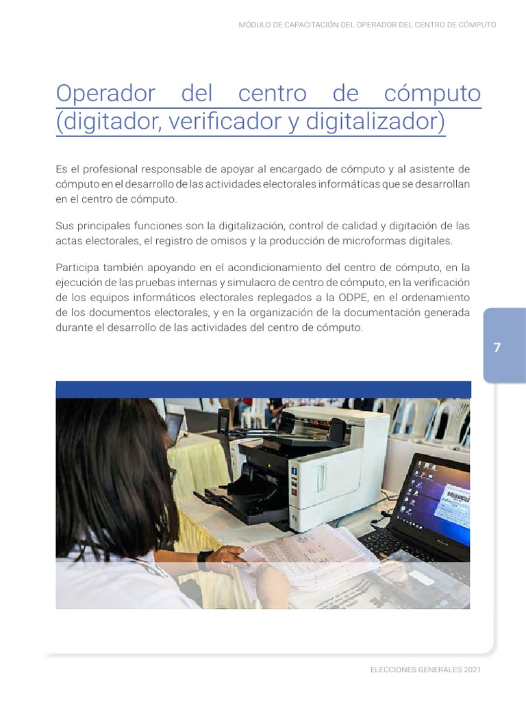 Operador Del Centro de Cómputo (Digitador, Verificador y Digitalizador ...