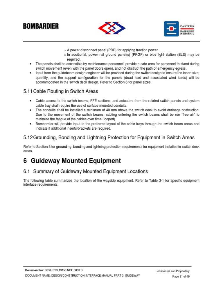 6 Guideway Mounted Equipment: 5.11 Cable Routing in Switch Areas | PDF ...