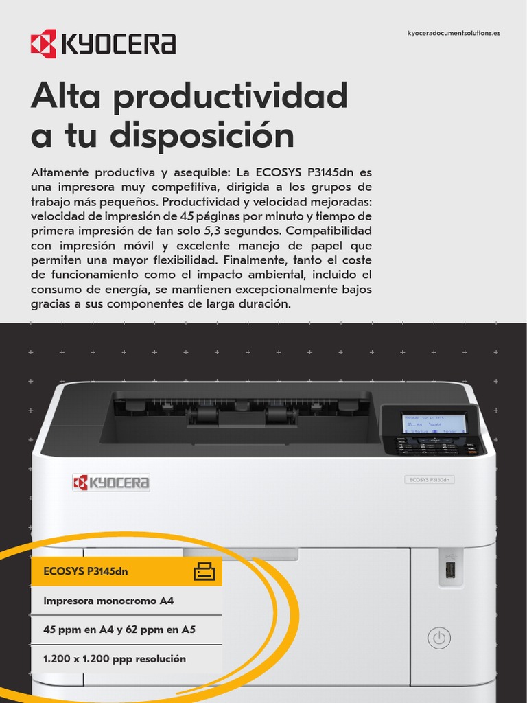 ECOSYS P3145dn - Datasheet | PDF | Impresora (Computación) | Unidad de ...