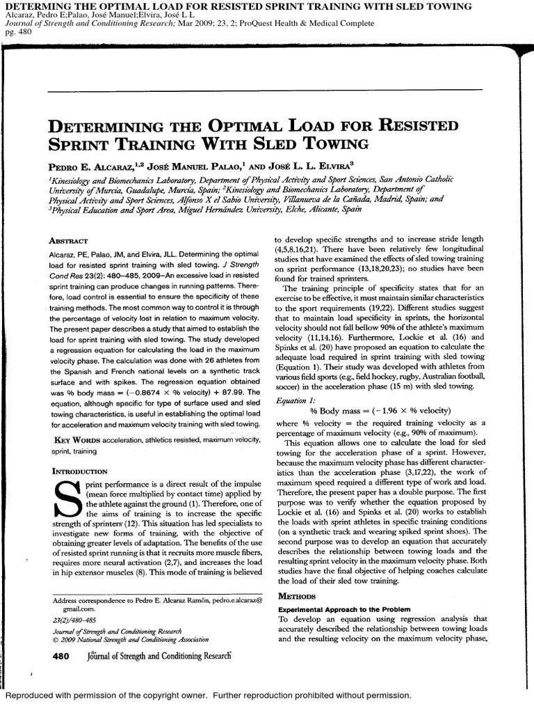 Optimal Sled Load | PDF