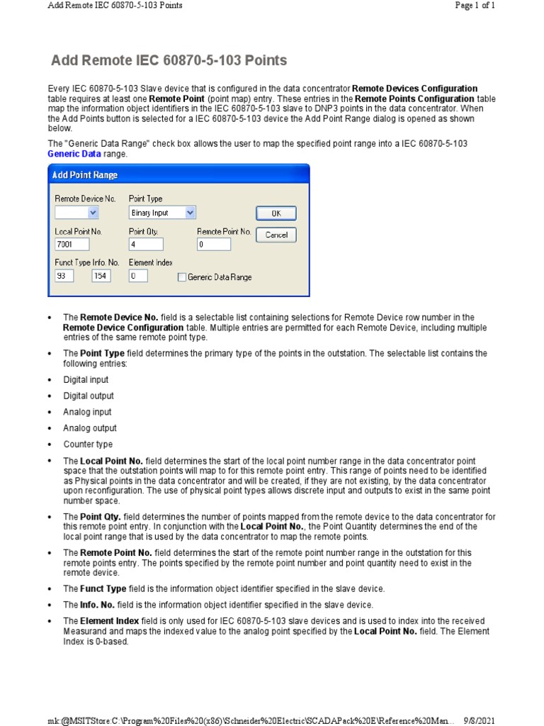 Add Remote IEC 60870-5-103 Points: Generic Data | PDF | Data | Database ...