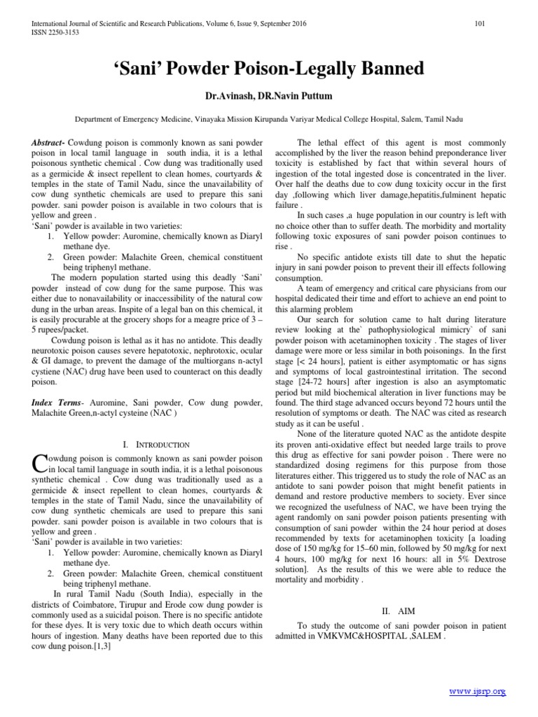 Sani Powder Poisoning | PDF | Poison | Liver