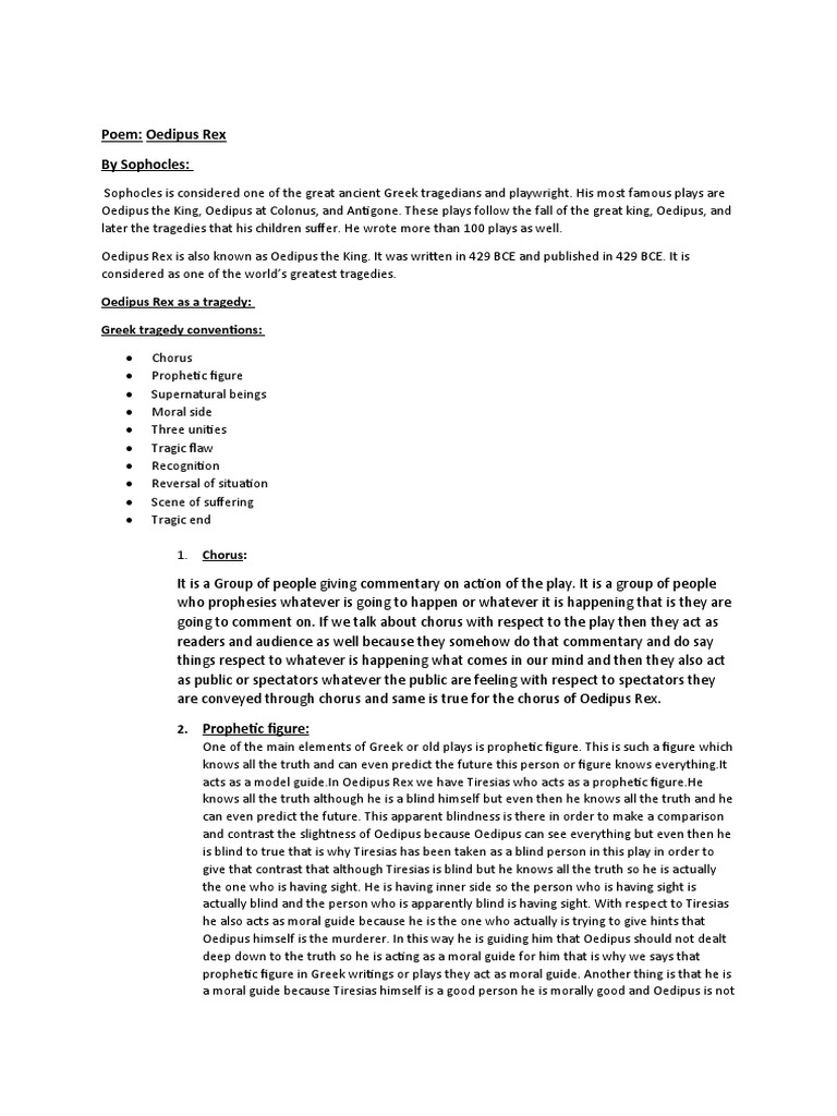 Poem: Oedipus Rex by Sophocles:: Oedipus Rex As A Tragedy: Greek ...