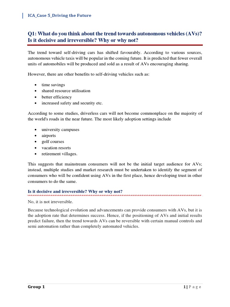 Group 1 - Case 5 - Q 1 - ICA | PDF