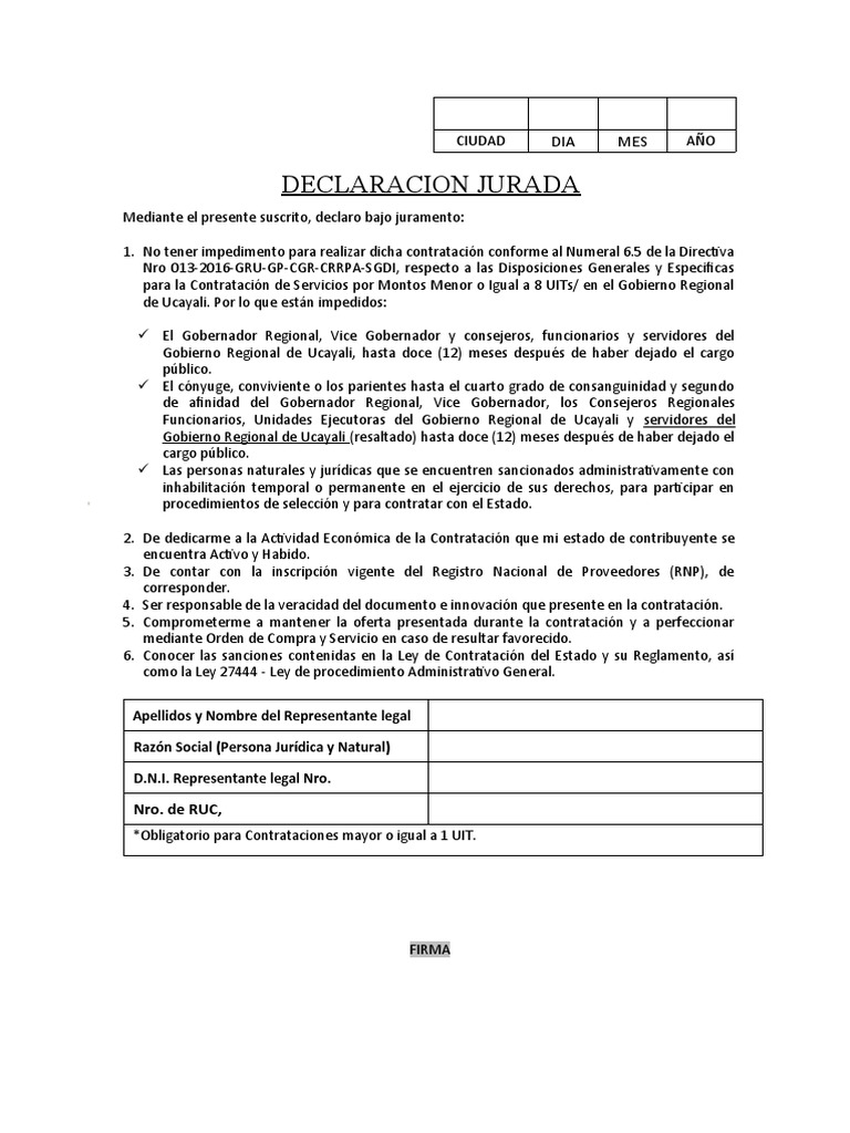 Formato Declaracion Jurada Gru | PDF | Gobierno | Justicia