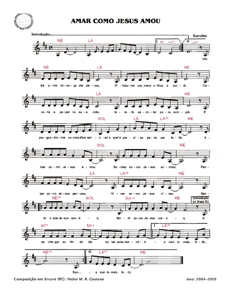 Amar - Como - Jesus - Amou - Partitura em Ré (2014!01!24 20-56-34 UTC ...