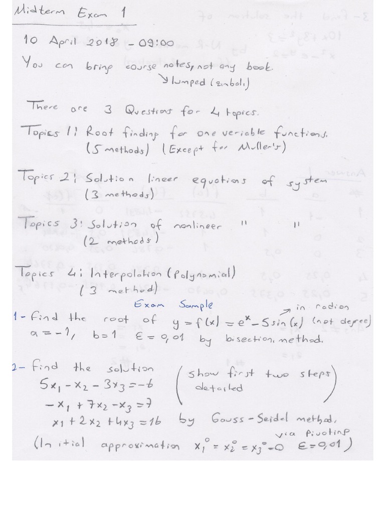 Numerik Analiz 1 Vize Ornekler | PDF