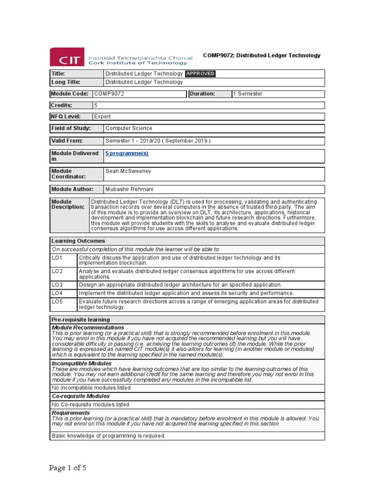 Module Distributed Ledger Technology | PDF | Information Age | Computer ...