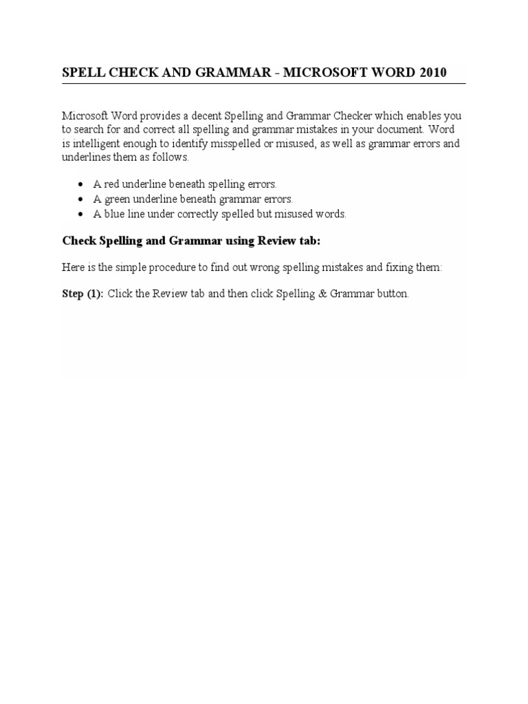 Spell Check and Grammar | PDF | Spelling | Grammar