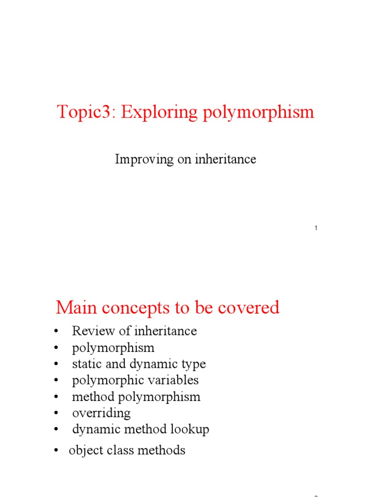 Topic3: Exploring Polymorphism: Improving On Inheritance | PDF | Inheritance (Object Oriented ...