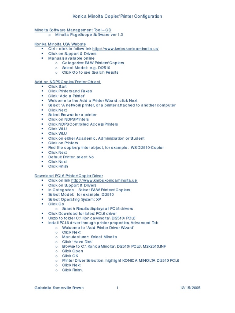 Konica Minolta Copier - Printer Configuration | PDF | Tab (Gui ...