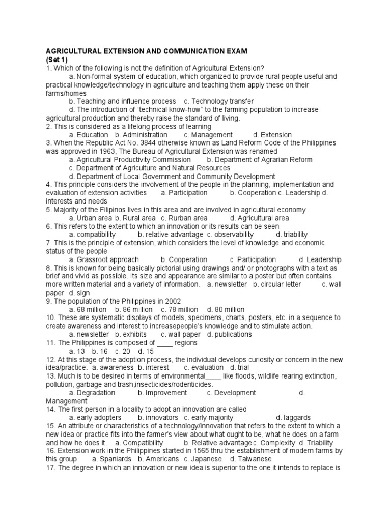 Agricultural Extension and Communication Exam | PDF | World Wide Web ...