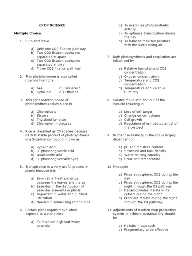 Crop Science | PDF | Photosynthesis | Agriculture