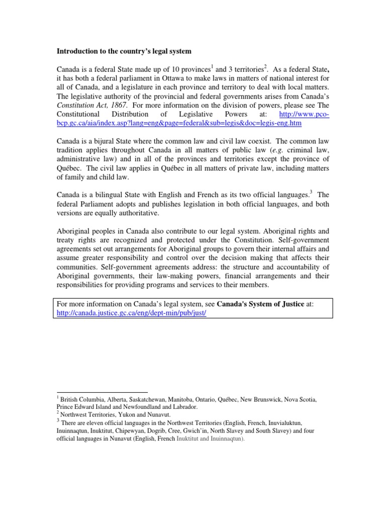 Overview of Canada's Legal System | PDF