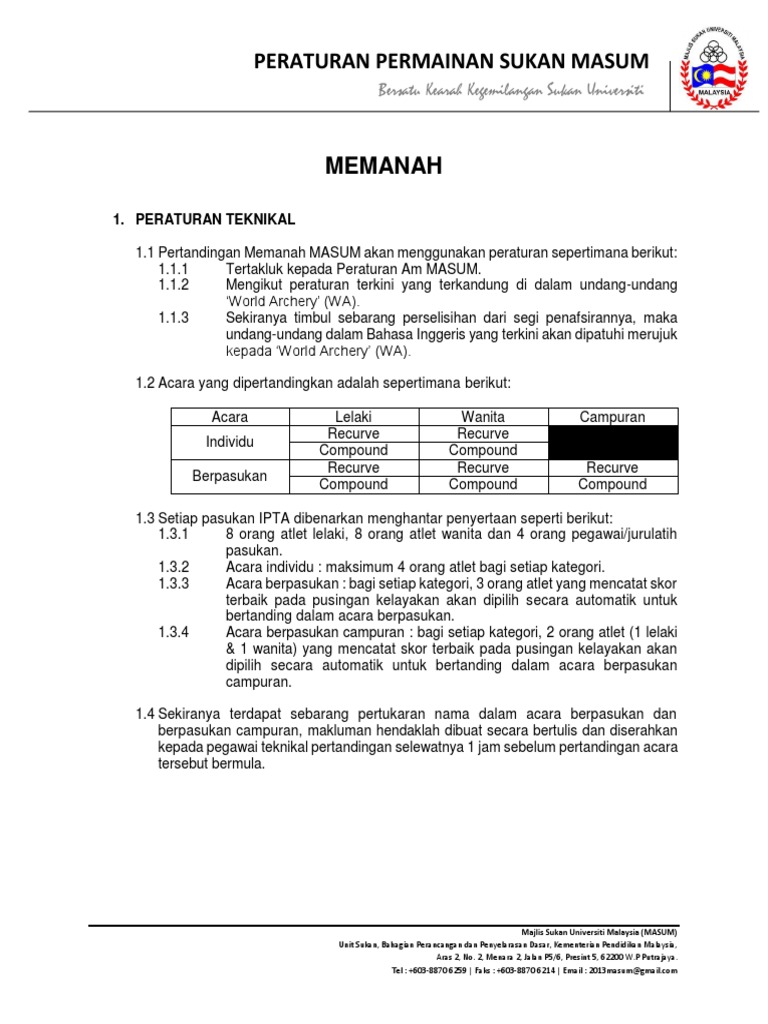 Peraturan Memanah | PDF