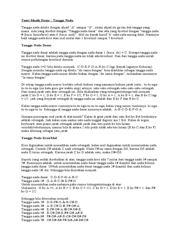 Teori Musik Dasar Tangga Nada | PDF