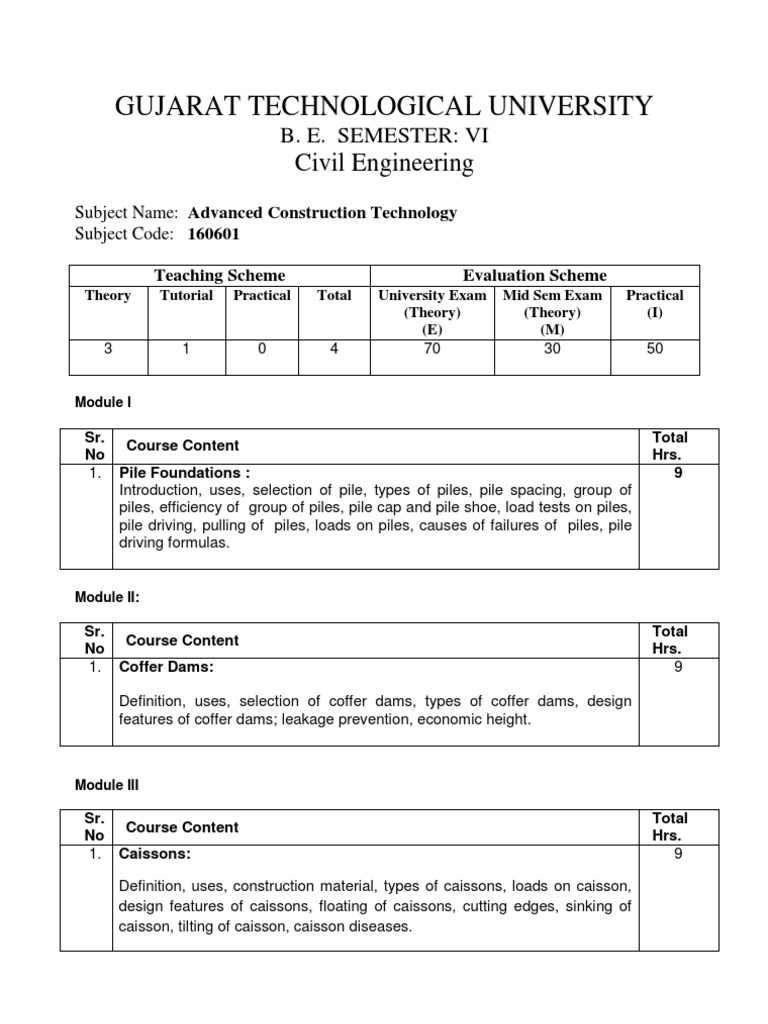 Advanced Construction Technology | PDF | Deep Foundation | Dam