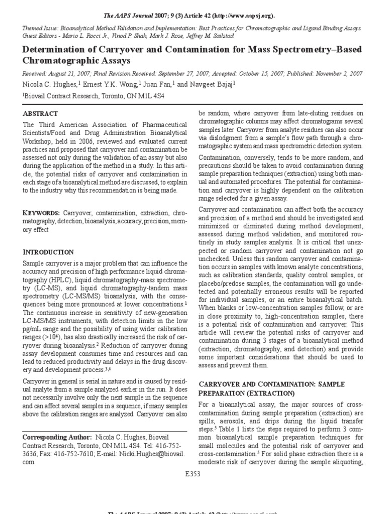 Carry Over and Contamination | Download Free PDF | Mass Spectrometry ...
