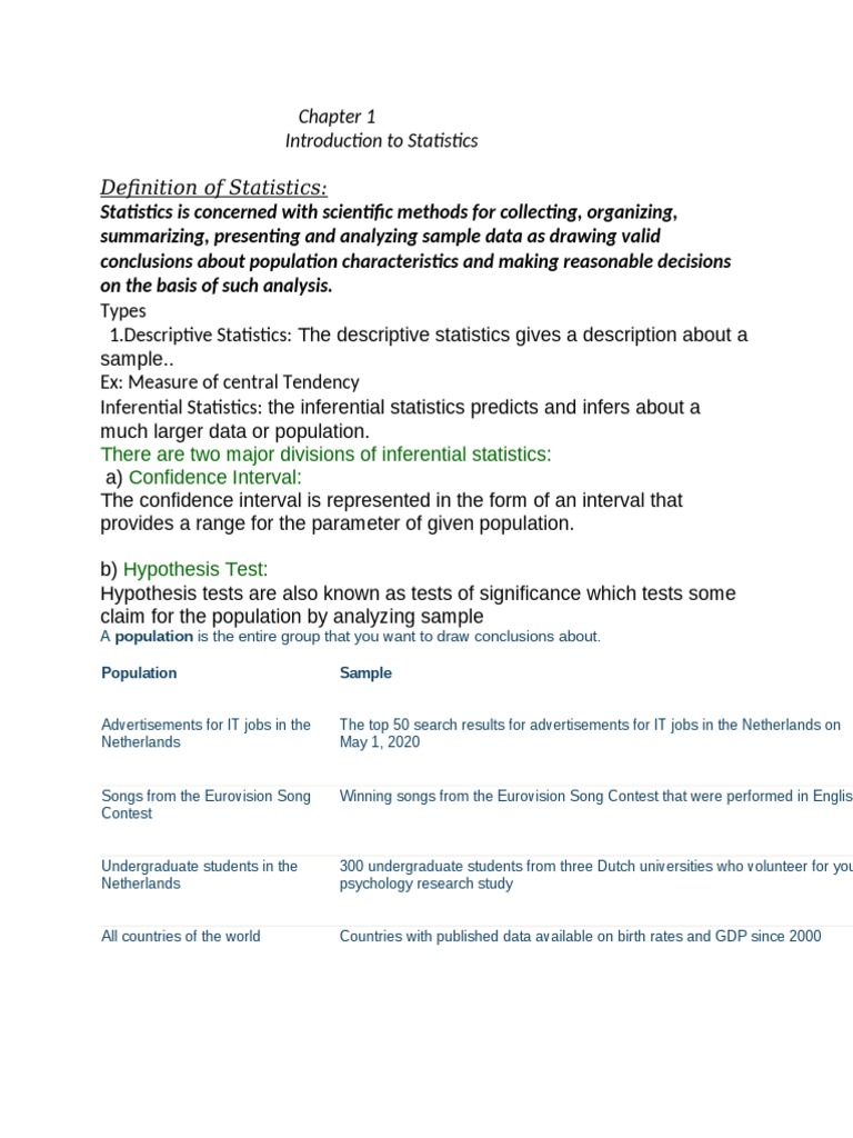 Introduction To Statistics Pdf Sampling Statistics Statistics