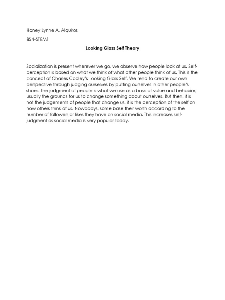 Looking Glass Self Theory | PDF
