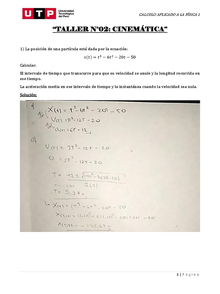 Taller 02 - Cinematica | PDF