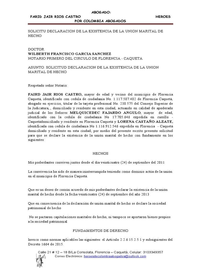 Declaracion de Union Marital de Hecho | PDF | Gobierno | Justicia
