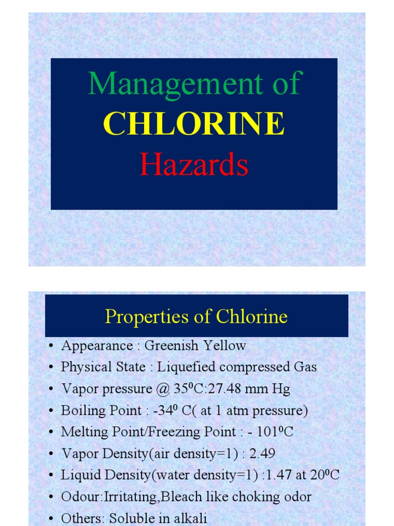 Chlorine Hazard Management | PDF | Chlorine | Water