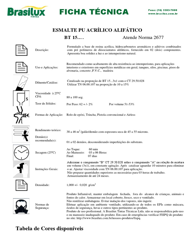 Esmalte PU Acrílico Alifático RAL 1013 | PDF | Epóxi | Materiais
