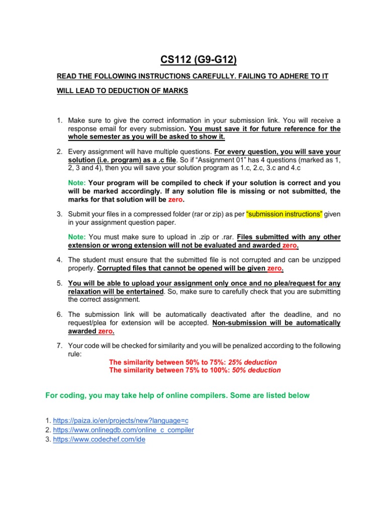 CS112 Assignment-1 (G9-G12) | PDF | Zip (File Format) | Computer File