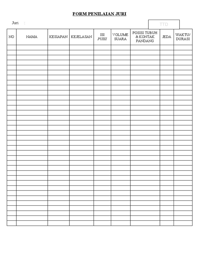 Form Penilaian Juri Puisi | PDF