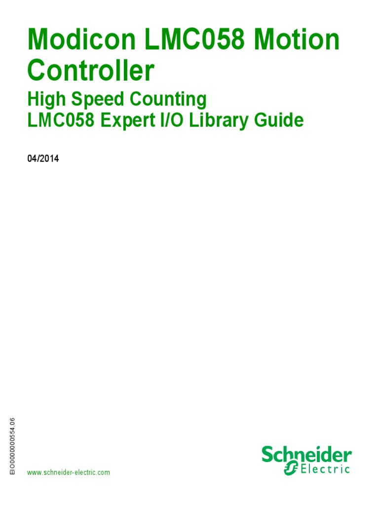 Modicon LMC058 Motion Controller: High Speed Counting LMC058 Expert I/O Library Guide | PDF ...