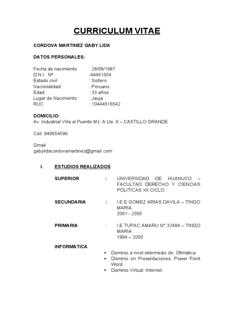 Gaby Cordova - CV | PDF