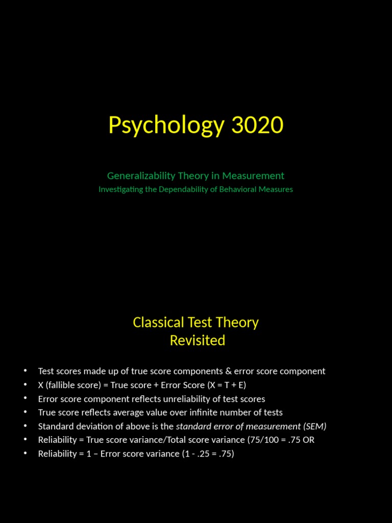 Generalizability Theory Updated | PDF | Errors And Residuals | Analysis ...