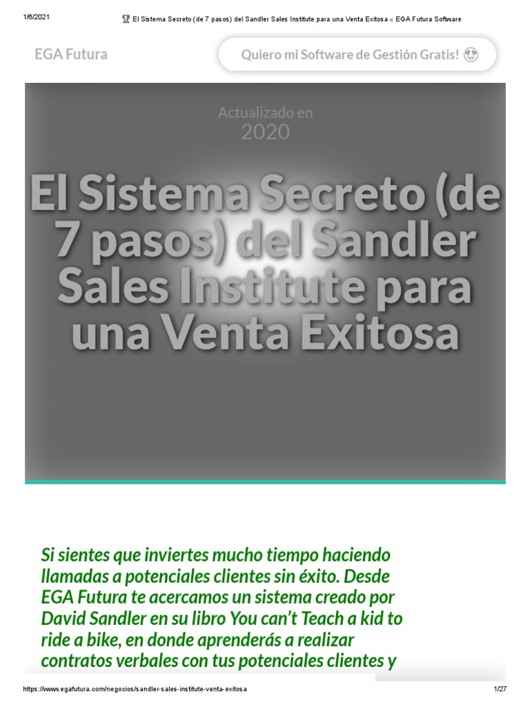 ? El Sistema Secreto (De 7 Pasos) Del Sandler Sales Institute para Una ...