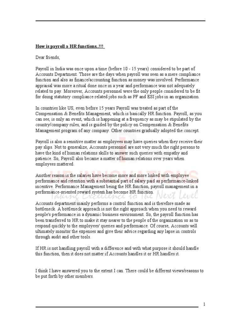 An Overview of the Evolution of Payroll Management from an Accounting Function to an Integral ...