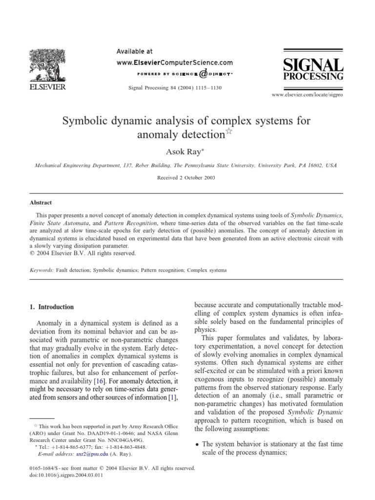 Symbolic Dynamic Analysis of Complex Systems For Anomaly Detection ...