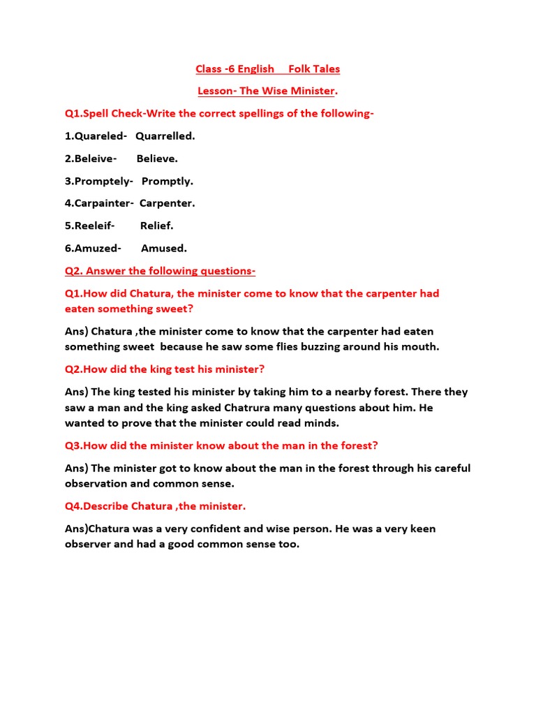 Folk Tales - The Wise Minister. | PDF