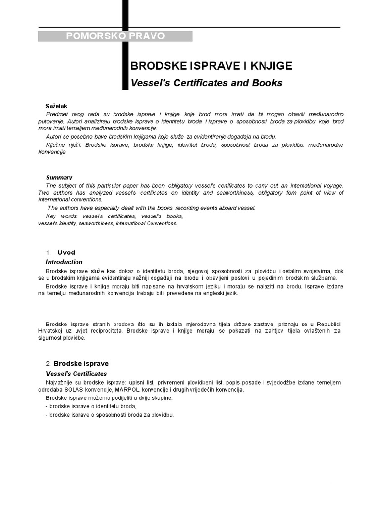 Brodske Isprave I Knjige | PDF