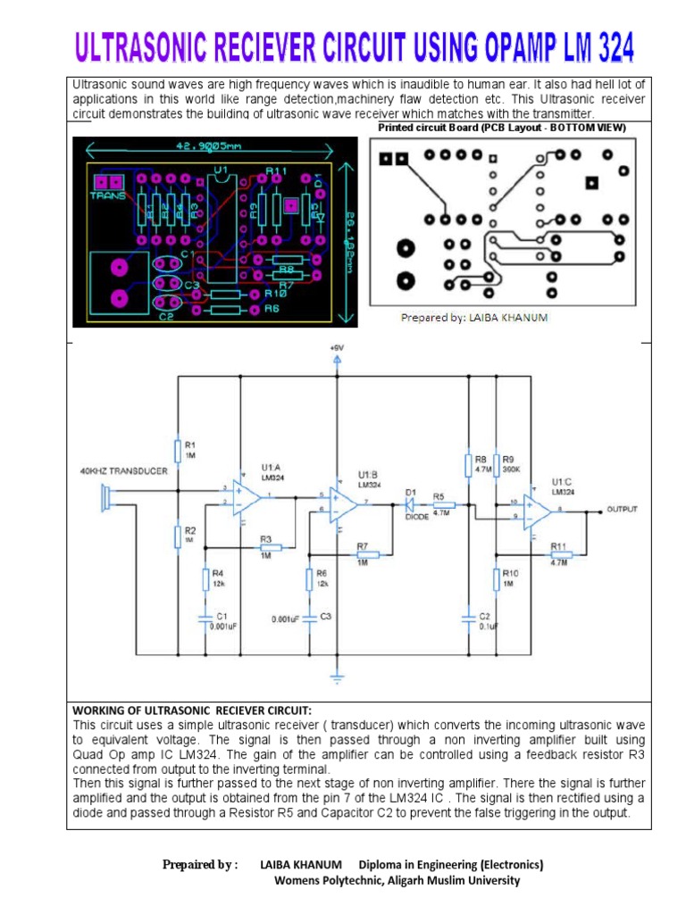 Ultrasonic Receiver Circuit Using Opamp | PDF | Amplifier | Operational ...