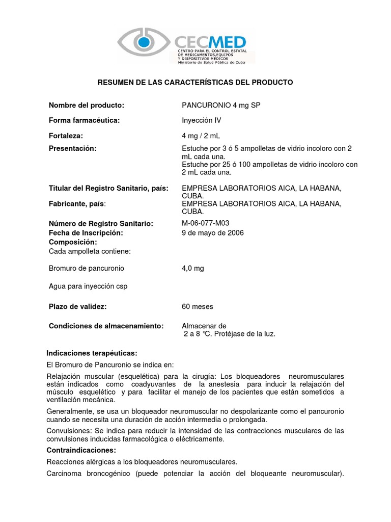 m06077m03 Pancuronio Ojo | PDF | Farmacología | Medicina CLINICA
