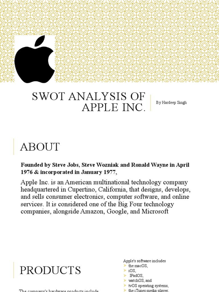 Swot Analysis of Apple Inc.: by Hardeep Singh | PDF | Apple Inc. | Ios