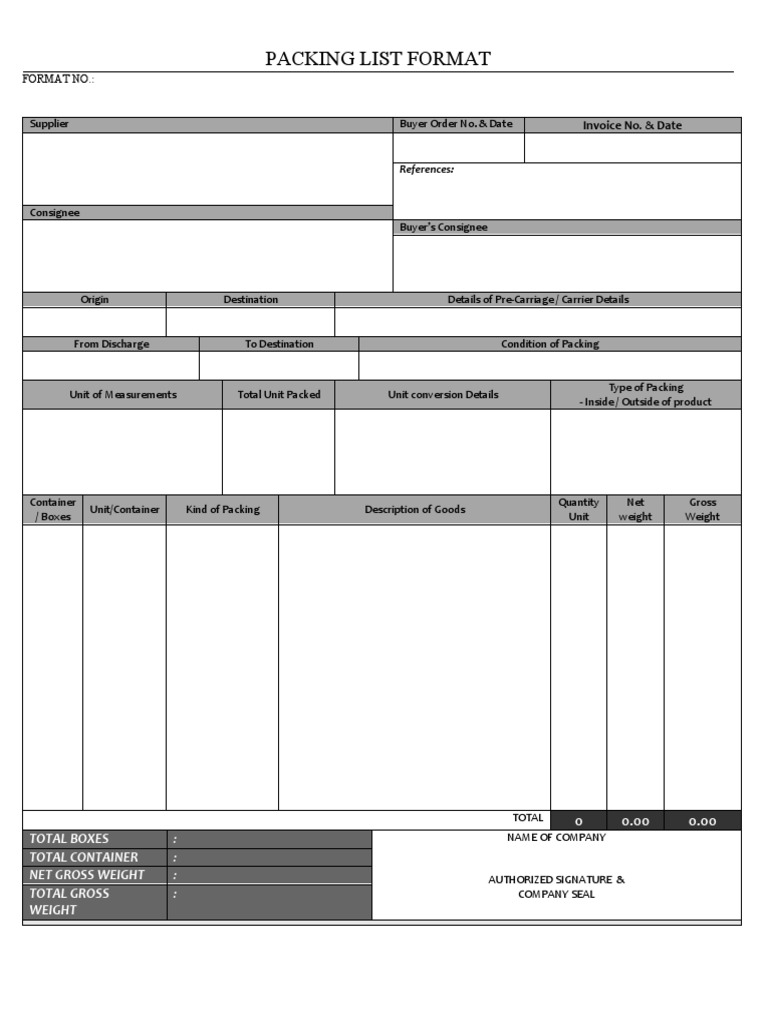 Shipping Packing List Template | PDF